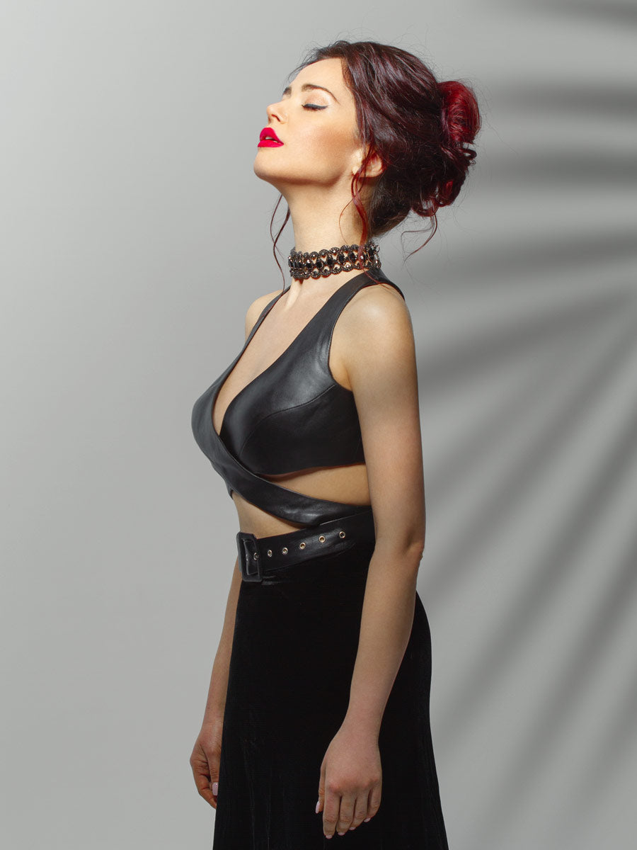 Кожено бюстие с колани – Enigma Leather Boutique